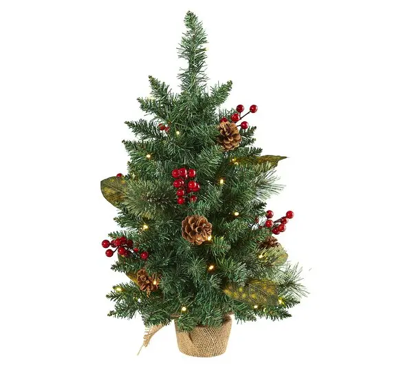 NEARLY NATURAL 2' Christmas Tree With 35 Lights Nearly Natu Ral