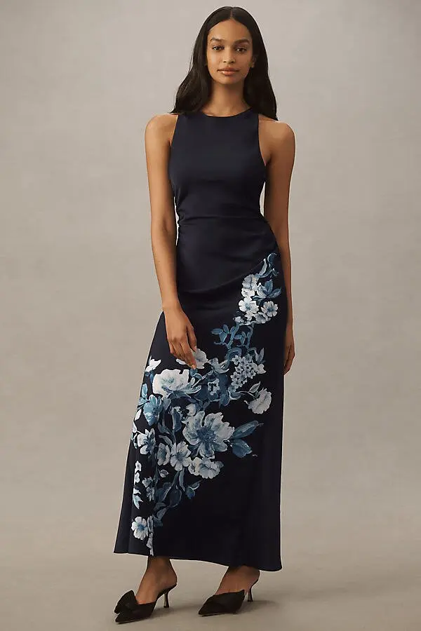 chinese dress ladies Women's Dress | Mariella Mock Neck Sleeveless Knit Maxi Dress | Viscose | Made in Italy