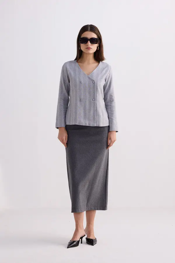 REISTOR Fitted Cotton Tweed Jacket - Grey