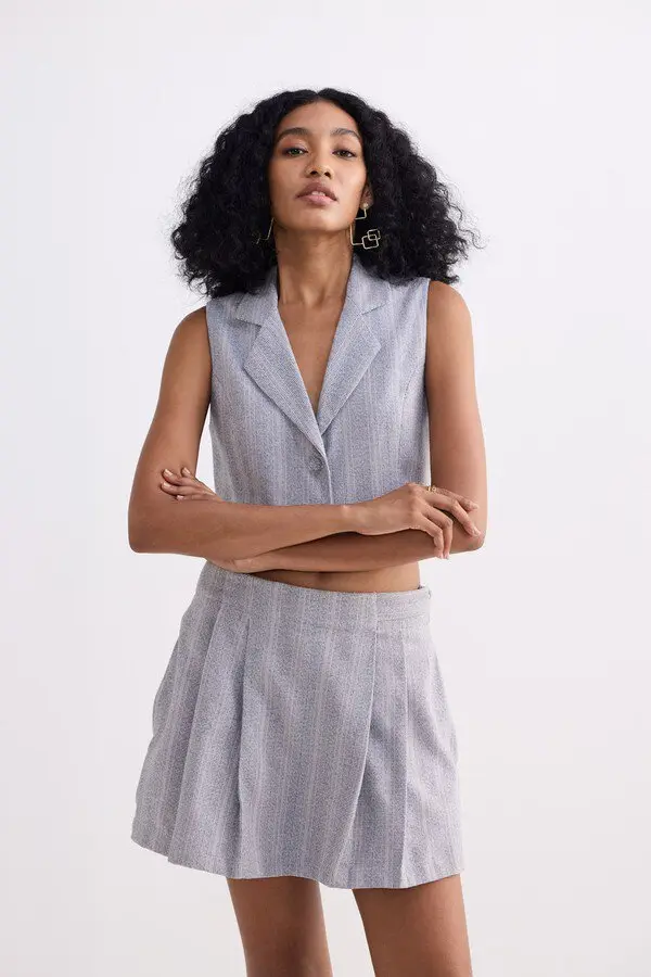 REISTOR Cotton Tweed Skort - Grey