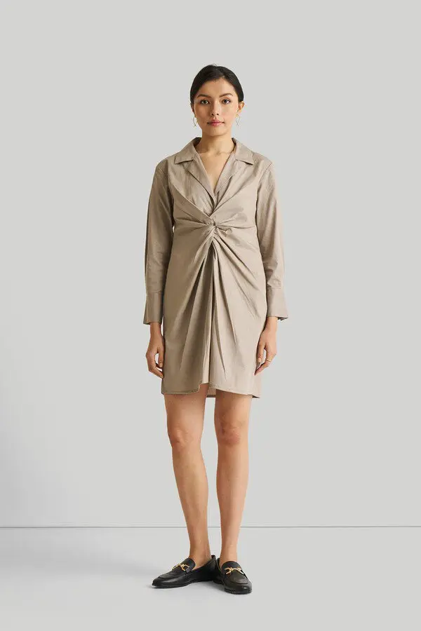 REISTOR Front Twist Shirt Dress - Natural
