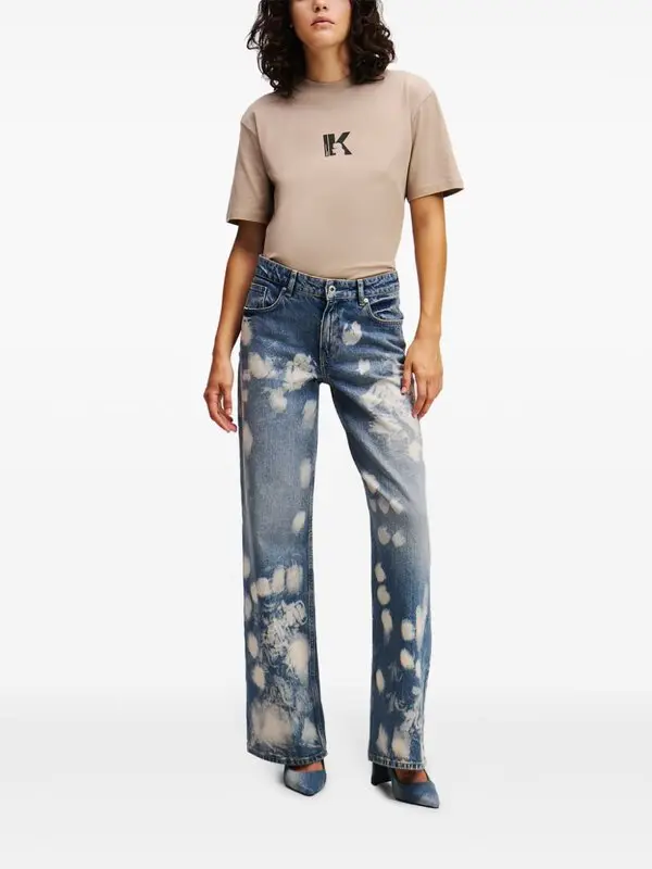 Karl Lagerfeld Bleached Wide-leg Jeans