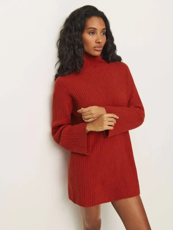 REFORMATION Ozzy Sweater Dress - Sundried Tomato