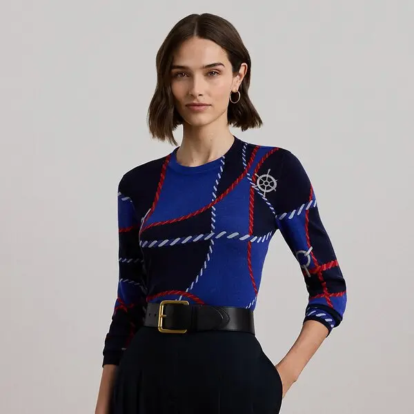 Ralph Lauren Rope-print Cotton-blend Sweater