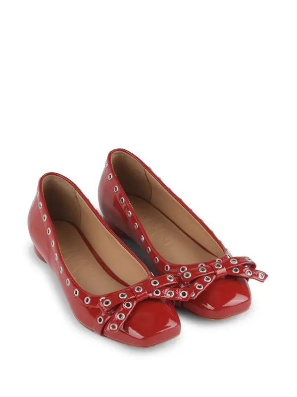 GANNI Eyelet Ballerina Shoes - Red