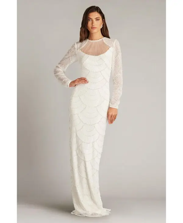 Tadashi Shoji Shell Embellished Gown