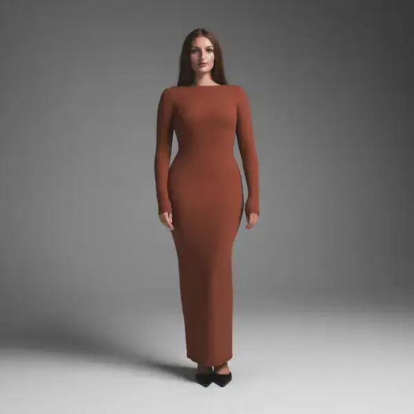 Skims Fits Everybody Low Back Long Dress - Saffron | Editorialist