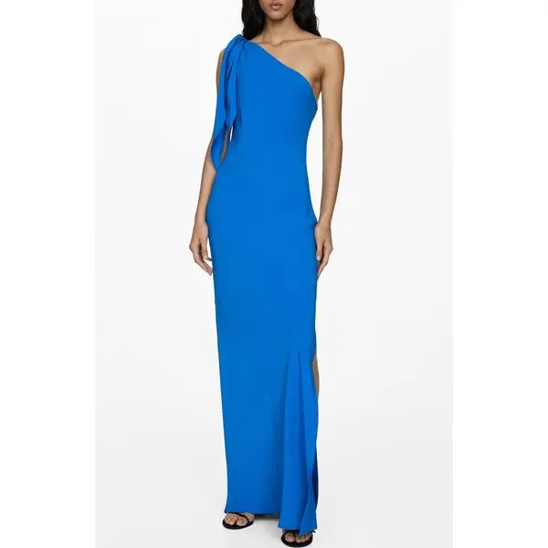 Mango Drape One-shoulder Gown