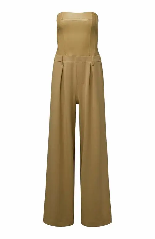 WeWoreWhat Corset Wide Leg Jumpsuit - Wheat