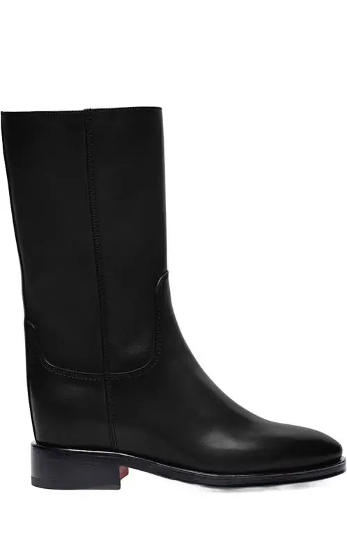Santoni Leather Mid-calf Boot - Black