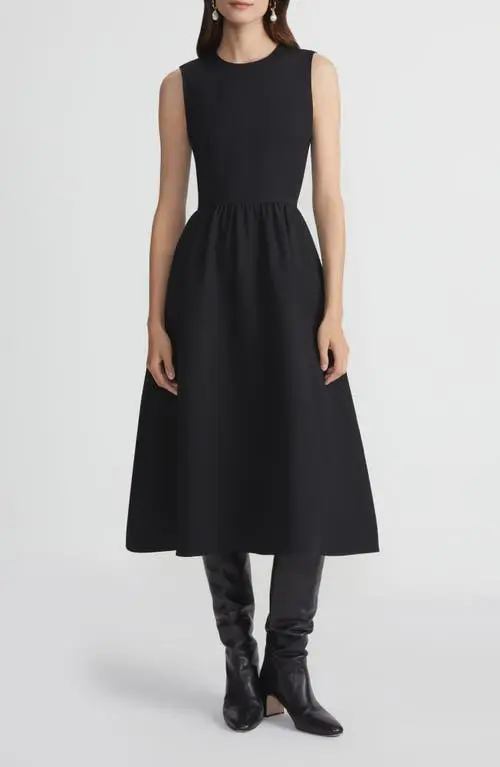 Lafayette 148 New York Sleeveless Wool & Silk Crepe A-line Dress With Pearl Charm