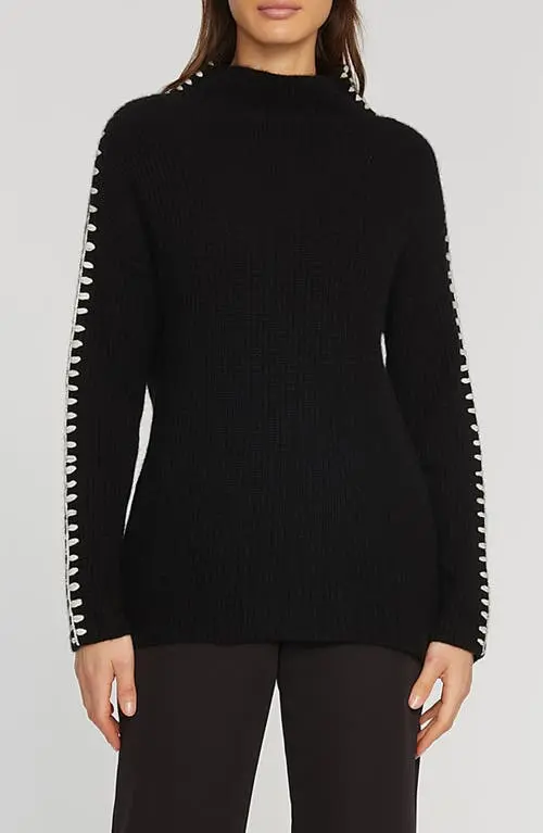 Elie Tahari Alia Whipstitch Cashmere Sweater - Noir Black