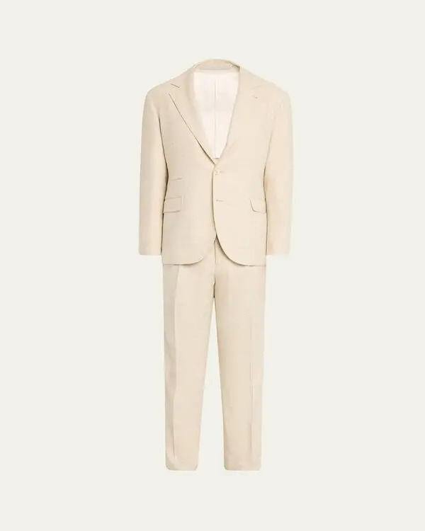 Brunello Cucinelli Wool-cashmere Herringbone Suit - Butter