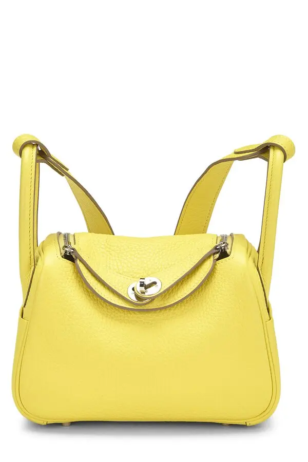 Hermès Lime Clemence Lindy Mini - Yellow