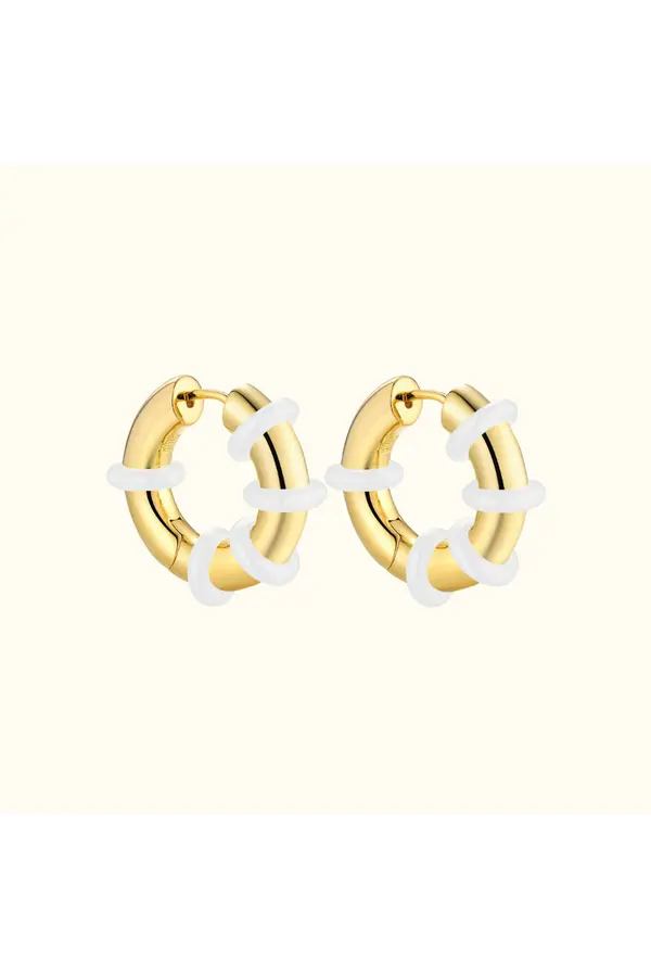 NORTON AND HODGES Hula Hoop Earrings - White