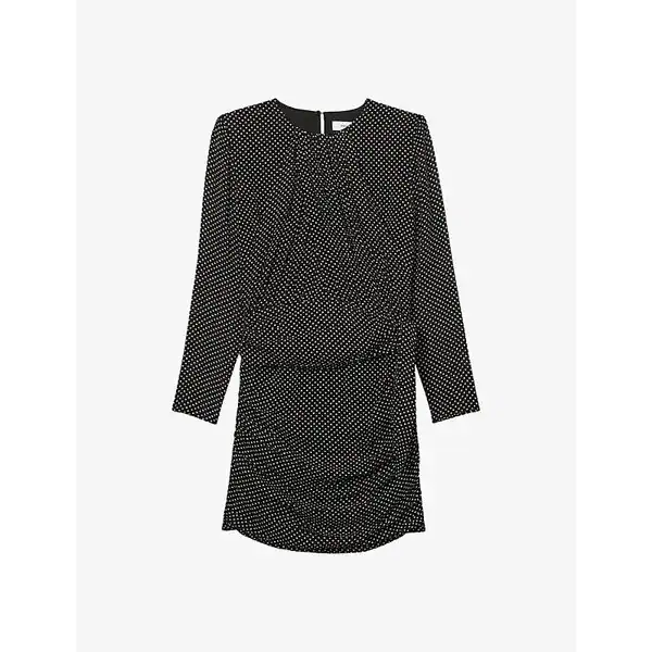 knee length dresses for ladies Polka Dot Mesh Ruched Mini Dress for Effortless Elegance – COCOSIN.OFFICIAL main image 1