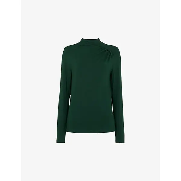 Whistles Ruched-front Long-sleeve Top - Dark Green