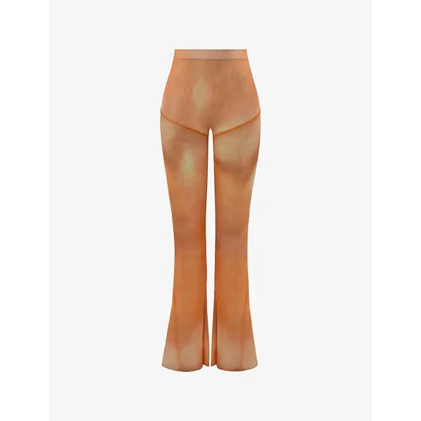 MISTRESS ROCKS Ombre-print Flared-leg Stretch-mesh Trousers