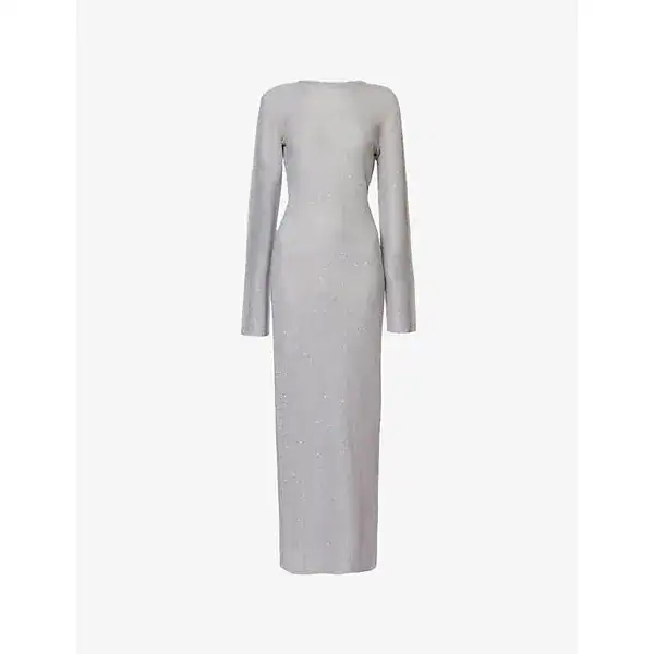 4th & Reckless Sisca Long-Sleeves Knitted Maxi Dress - Grey | Editorialist
