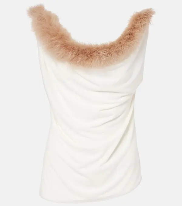 Coperni Boa Feather-trimmed Top - White