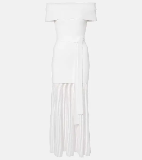 Rebecca Vallance Mariana Knitted Off-shoulder Midi Dress - White
