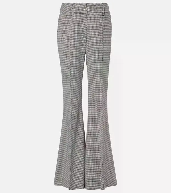 Gabriela Hearst Rhein Houndstooth Wool Flared Trousers - Black