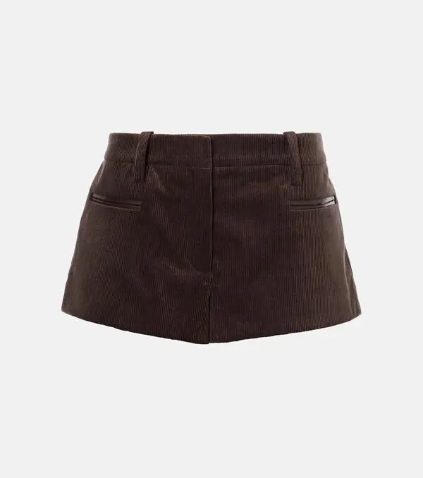 Magda Butrym Leather-trimmed Corduroy Shorts