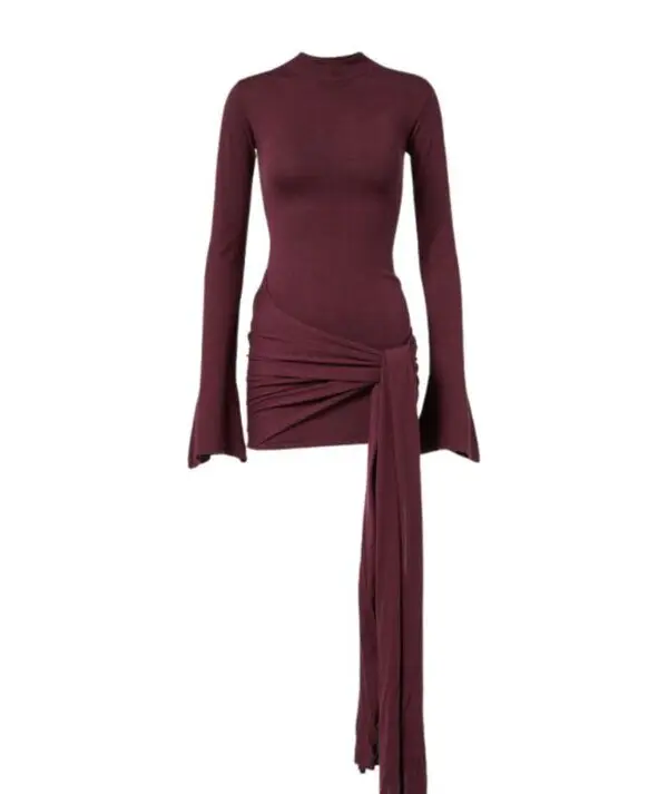 AYA MUSE Draped Silk-blend Jersey Minidress - Burgundy