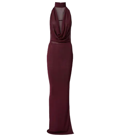 AYA MUSE Draped Halterneck Gown - Burgundy