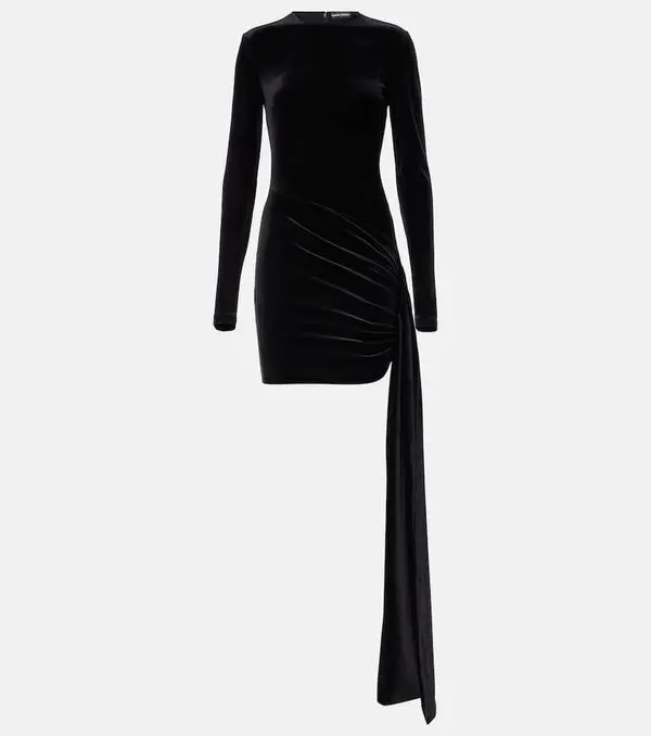 David Koma Ruched Velvet Minidress