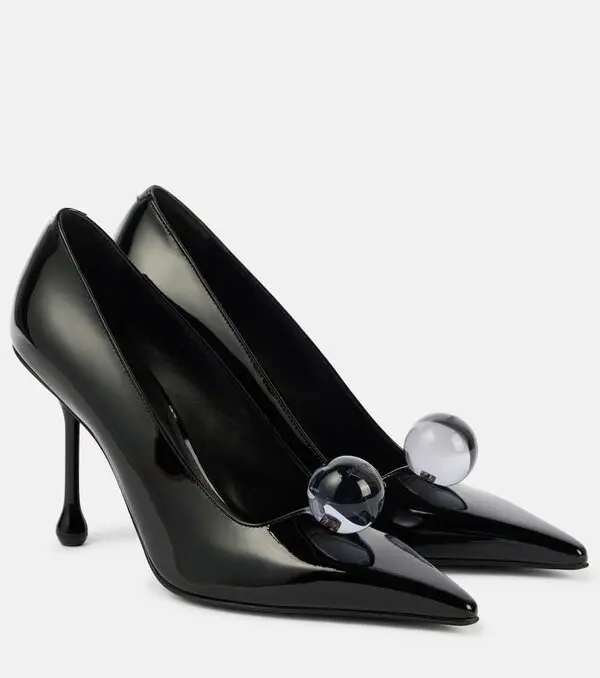 JIMMY CHOO Orb 95 Embellished Patent Leather Pumps