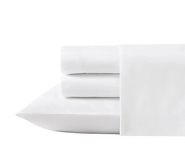 Laura Ashley Solid White King Percale Sheet Set