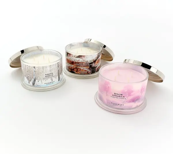 HOMEWORX BY SLATKIN + CO. S/3 18oz Festive Candle Coll