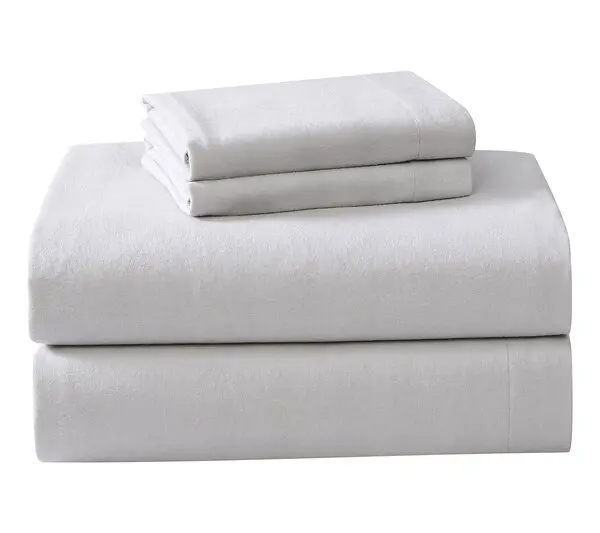 Laura Ashley Solid Grey King Flannel Sheet Set