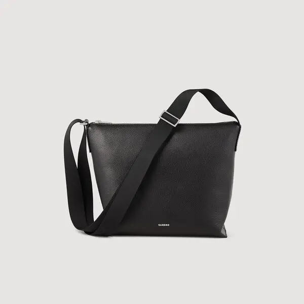 Sandro Grained Leather Satchel - Black