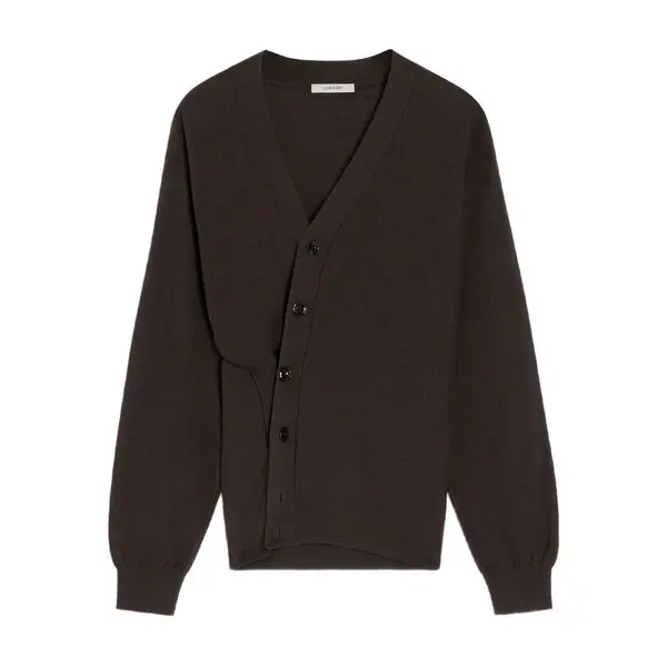 LEMAIRE V-neck Asymmetrical Cardigan - Brown
