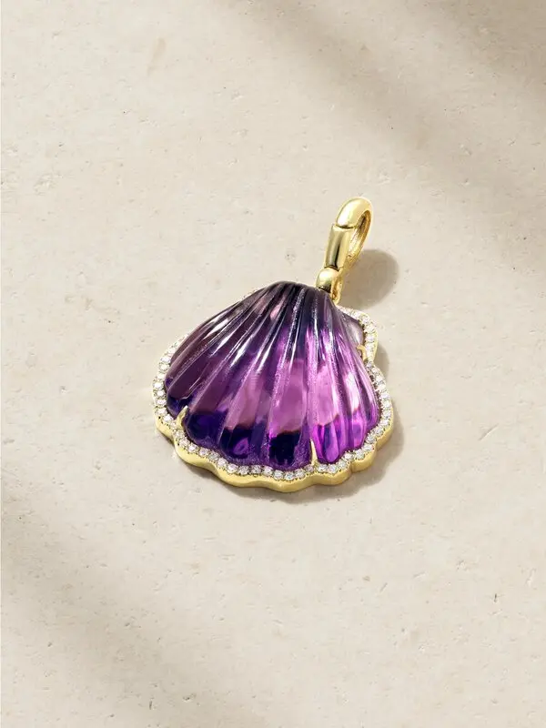 JENNA BLAKE Shell Amethyst And Diamond Pendant