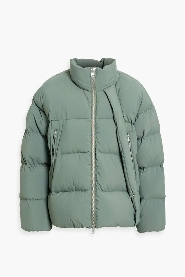 Y3 Quilted Shell Down Jacket - Grey Green