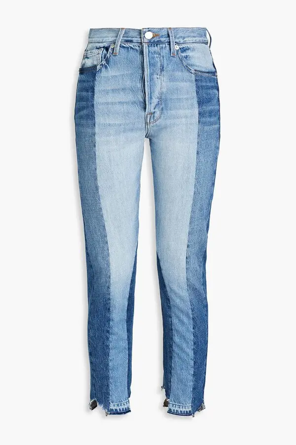 FRAME Cropped Patchwork Boyfriend Jeans