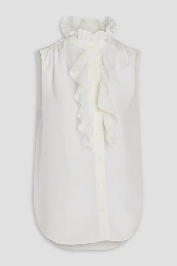 FRAME Ruffled Silk Crepe De Chine Top