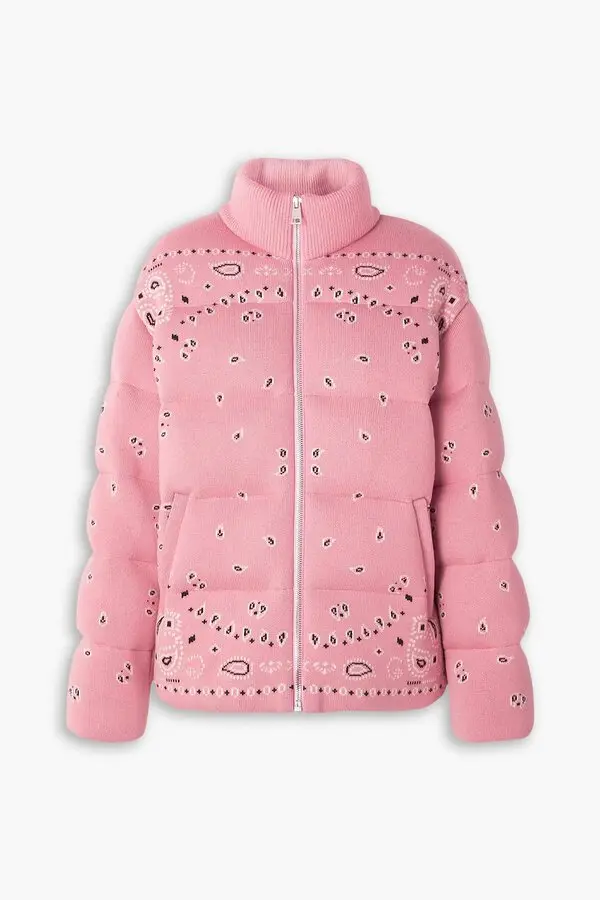 Alanui Bandana Jacquard Quilted Wool Down Jacket - Bubblegum