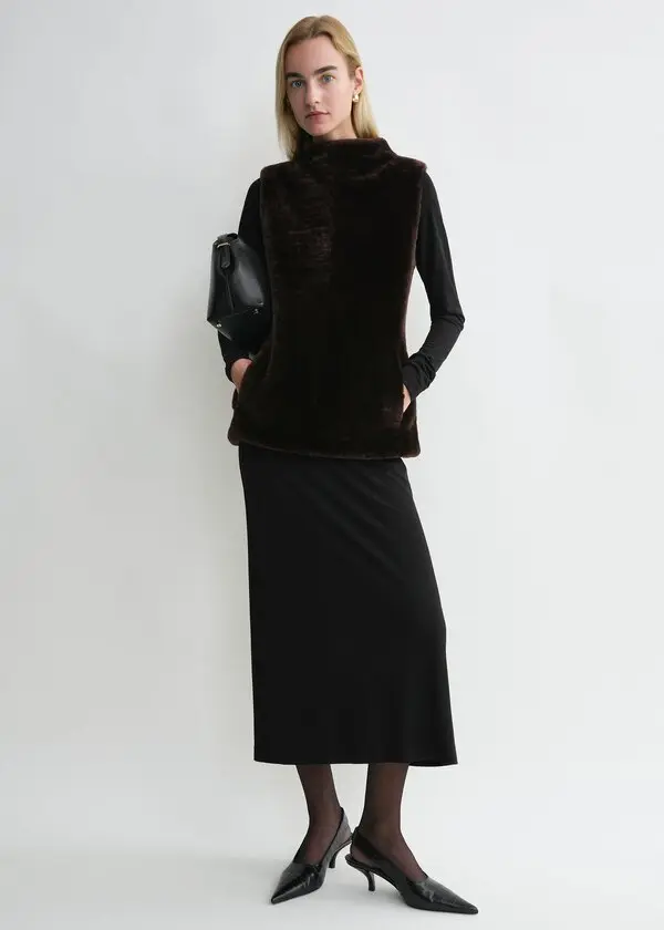 TOTÊME Shearling-front Hybrid Top - Espresso