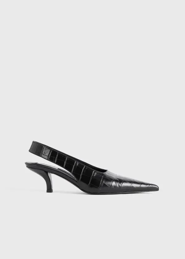 TOTÊME Croco-embossed Slingbacks - Black