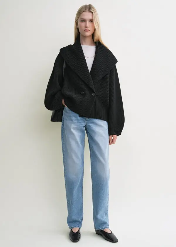 TOTÊME Shawl-lapel Heavy Knit Cardigan - Black