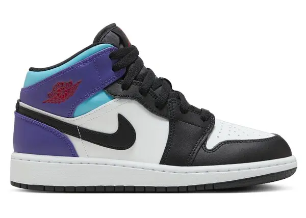 JORDAN 1 Mid Sneakers - White/true Red/aquamarine