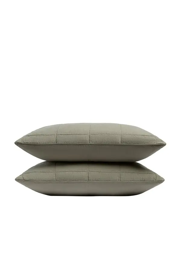 PARACHUTE Linen Box Quilted Sham Set - Moss