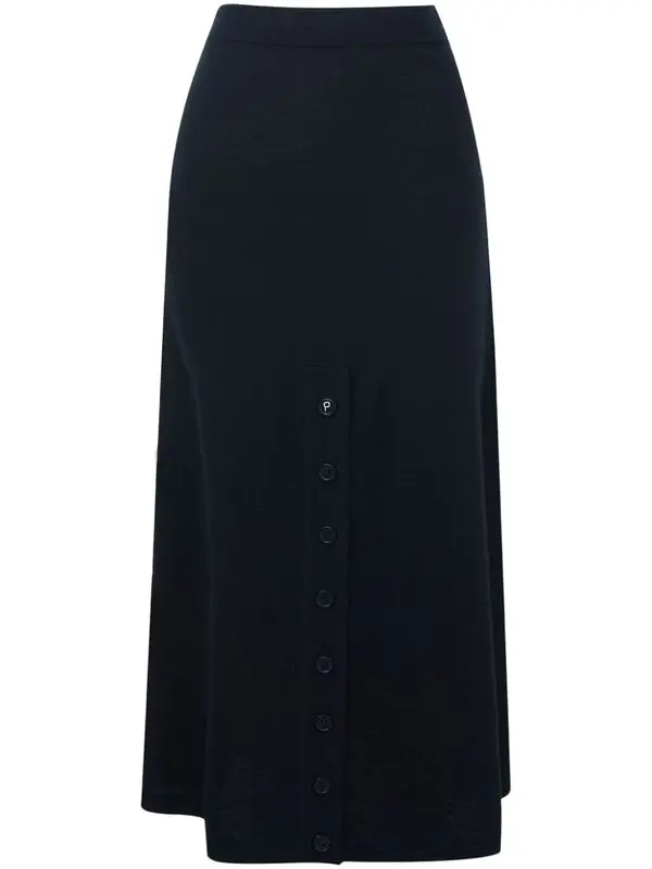 Ports 1961 Button Placket Wool Midi Skirt