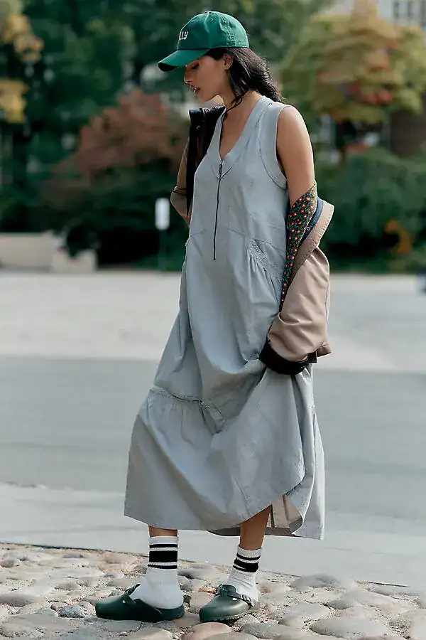 daily practice green dress Daily Practice Square-neck Midi Dress