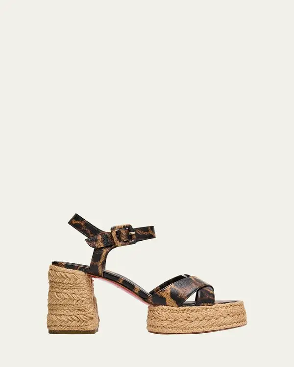 CHRISTIAN LOUBOUTIN Calakala Leopard Espadrille Sandals - Leopard Multi