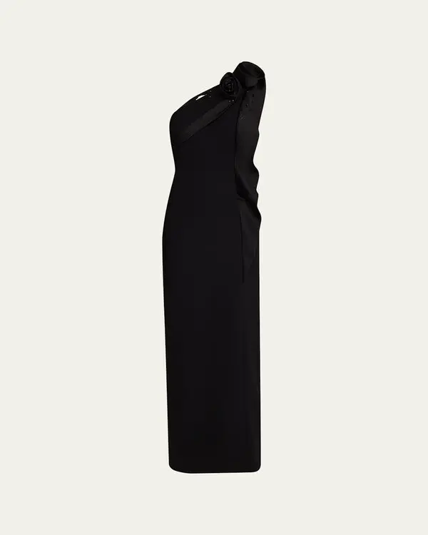 Rickie Freeman For Teri Jon One-shoulder Beaded Gown